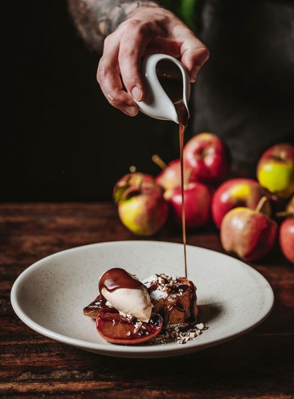 Almond Cakes, Roasted Apples, Brown Butter & Brandy Sauce - Cuisine ...