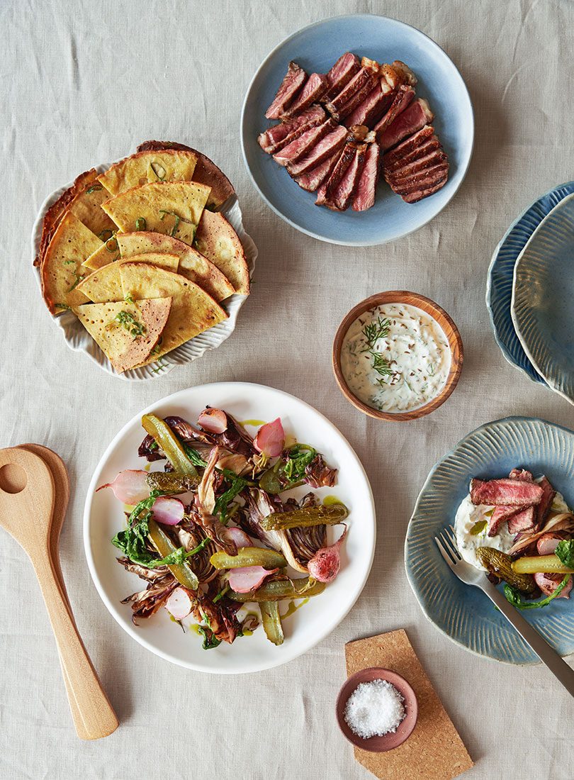 Charred Vegetable Salad With Caraway Yoghurt & Farinata / With Beef Or ...