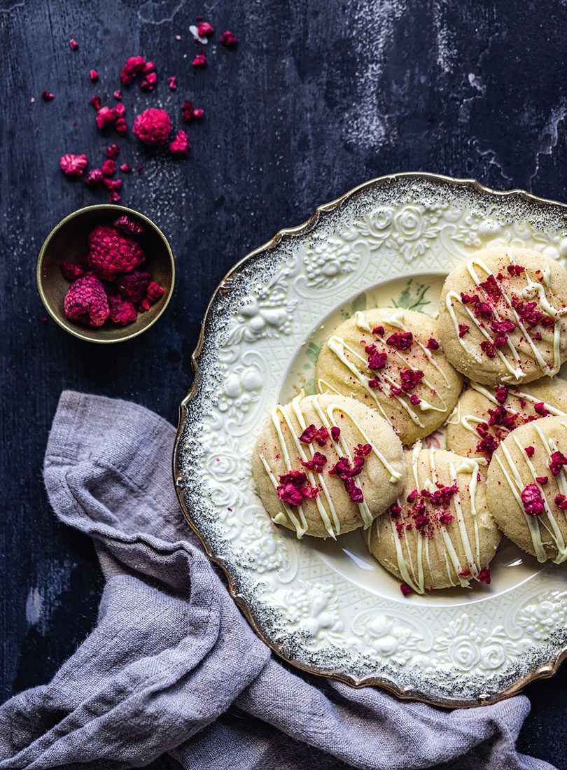 Naan Khathai With White Chocolate Drizzle & Raspberries - Cuisine ...