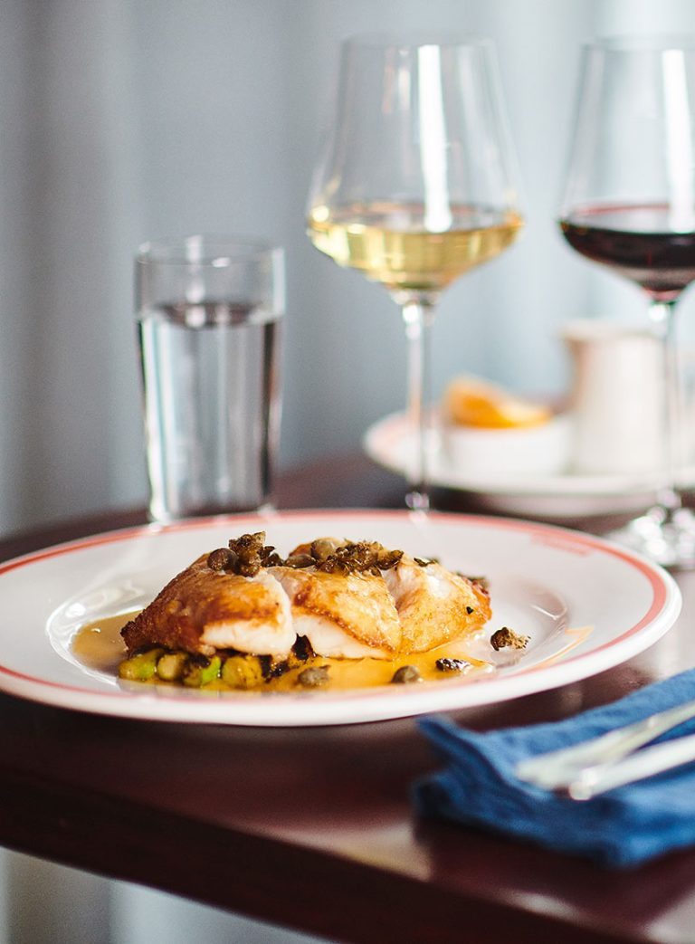 Line-Caught Fish, Lemon & Caper Beurre Noisette & Poached Asparagus ...