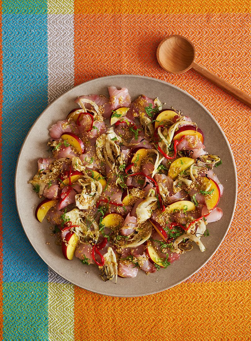 Fish Crudo With Stone Fruit, Fennel & Chilli - Cuisine Magazine - From ...