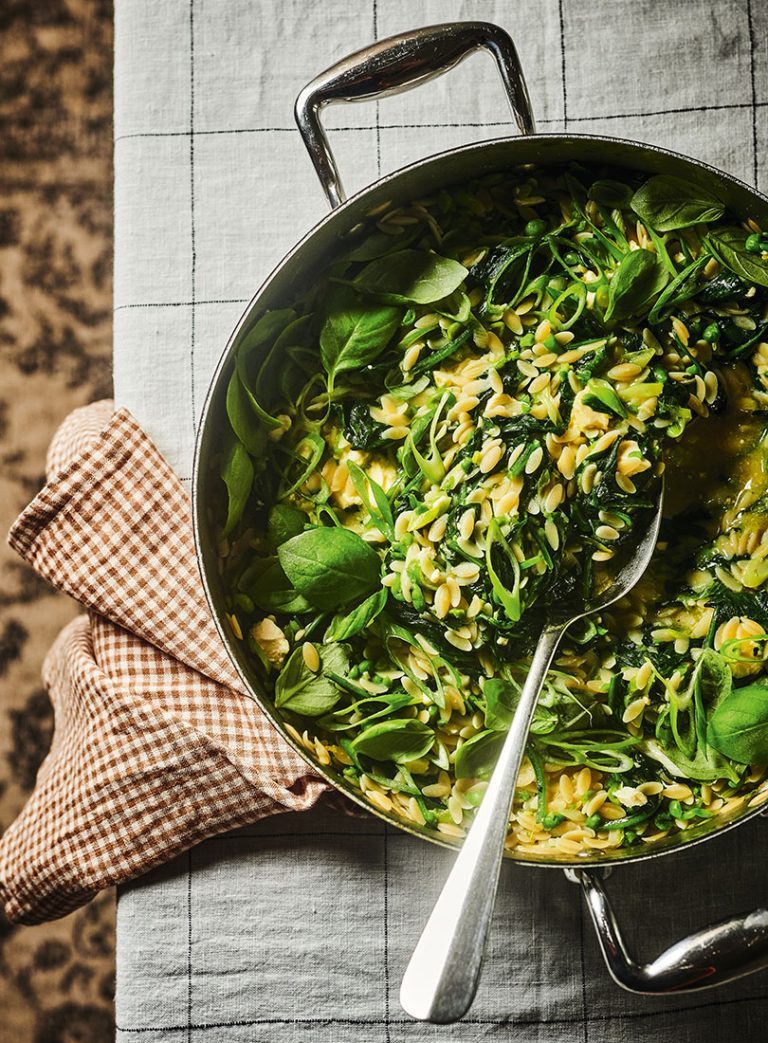 Spinach, Pea, Feta & Basil One-Pot Orzo - Cuisine Magazine - From New ...