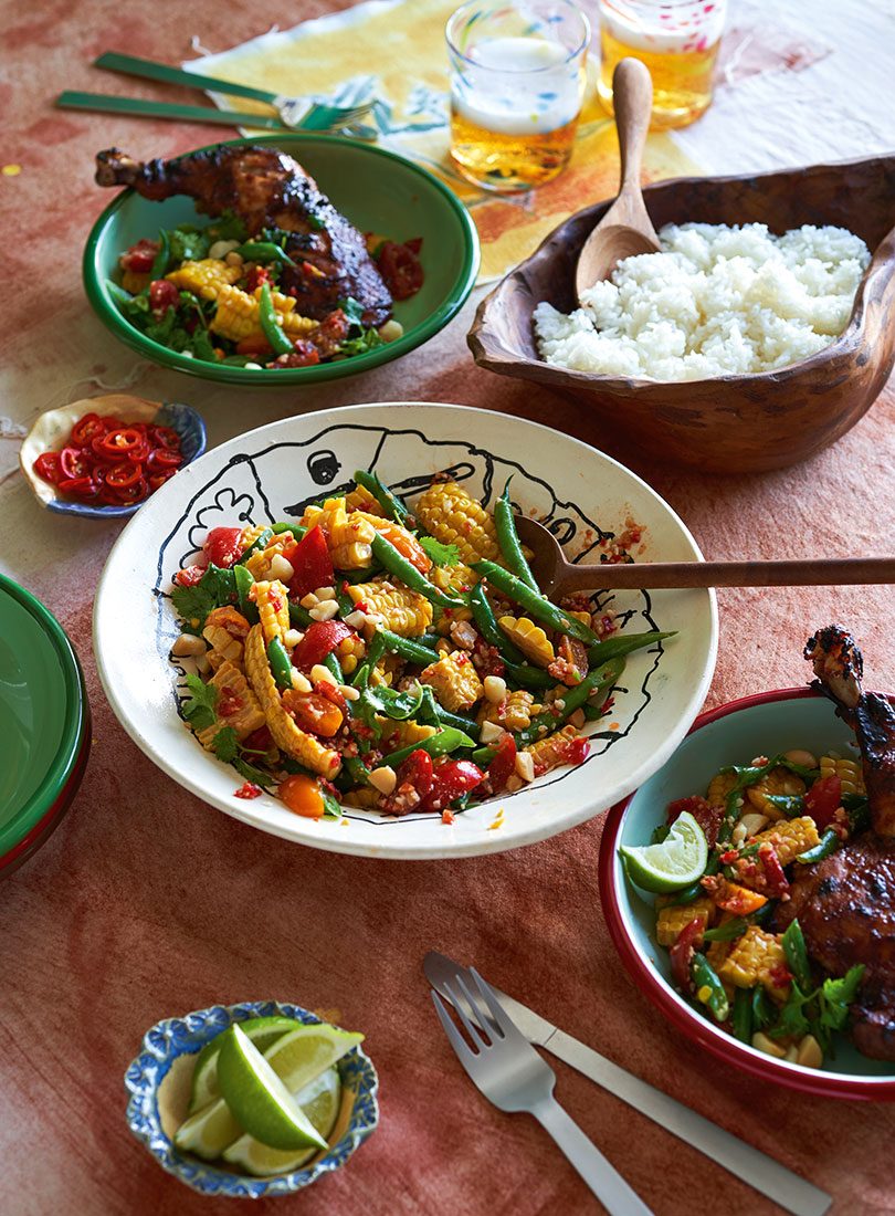 Corn, Bean & Macadamia Som Tam With Barbecued Chicken - Cuisine ...