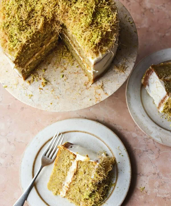 Pistachio Cake with Labneh Cream & Kataifi - Cuisine Magazine - From ...